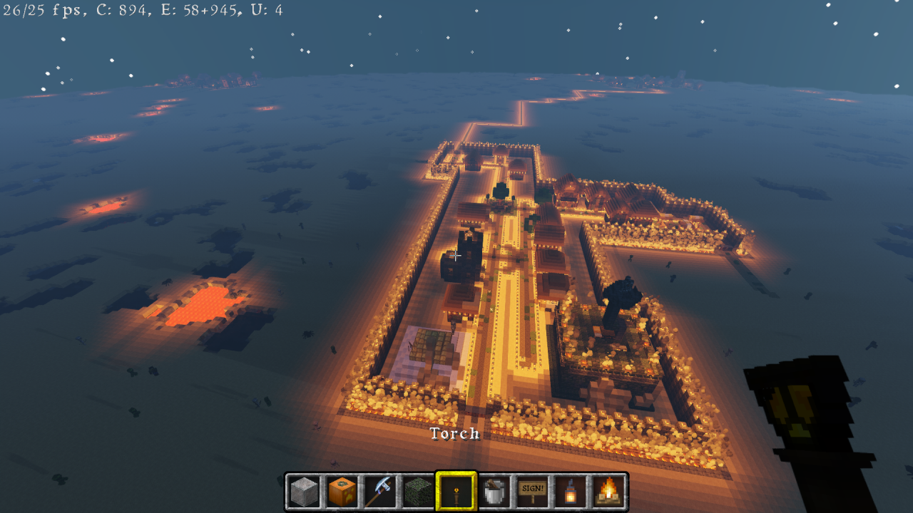 endless flat earth desert with walled kingdom Minecraft Map