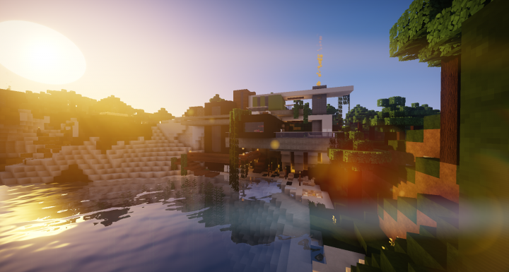 Survival Modern Cliff House Minecraft Map