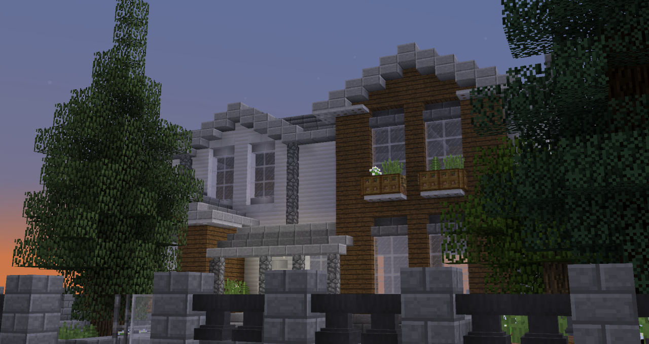 Suburban House with split level garage and pond [FURNISHED] Minecraft Map