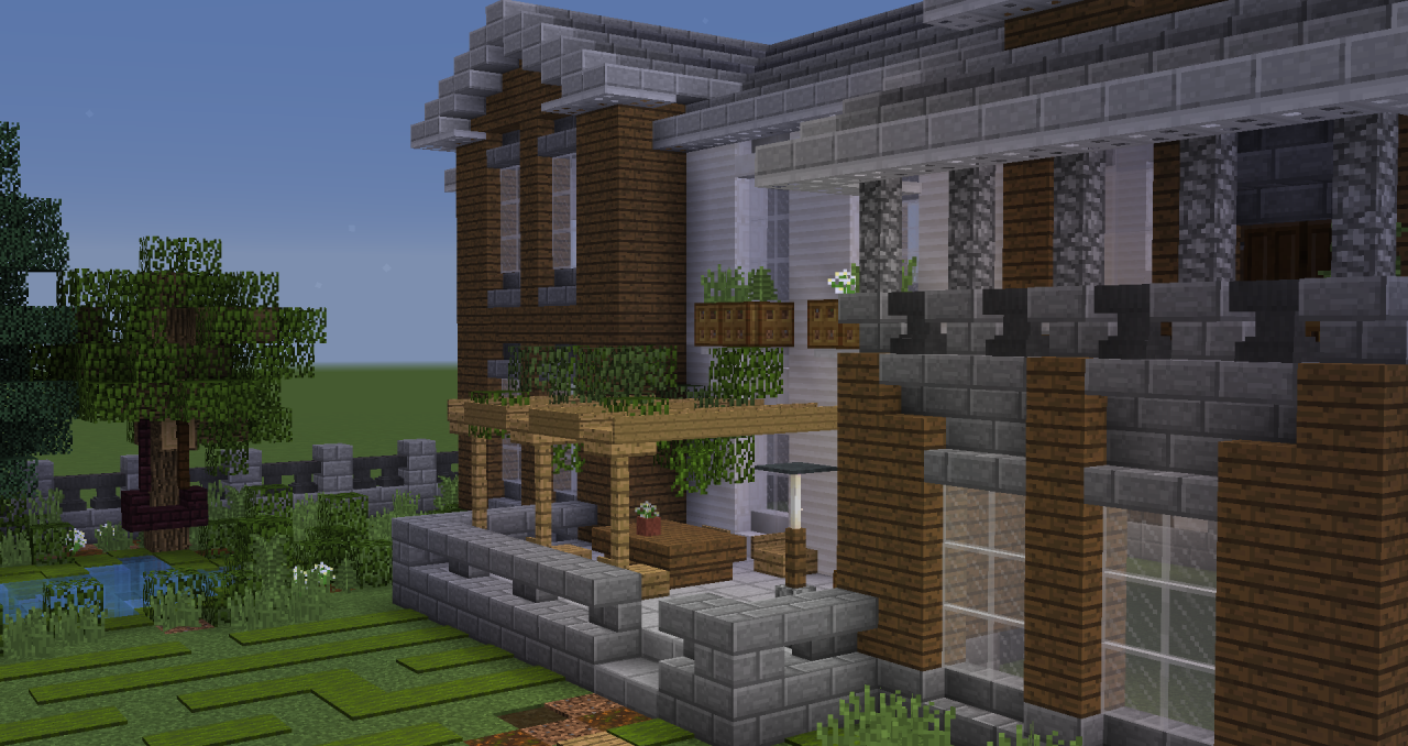 Suburban House with split level garage and pond [FURNISHED] Minecraft Map