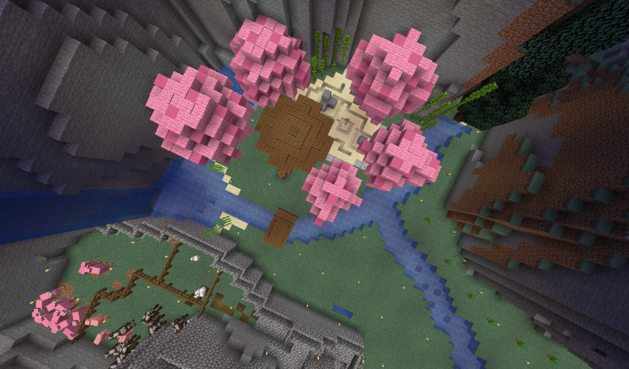 Sakura Garden with mini Zen garden Minecraft Map