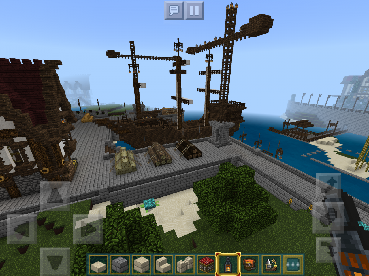 Shipping port, boat, Shipping house. Minecraft Map
