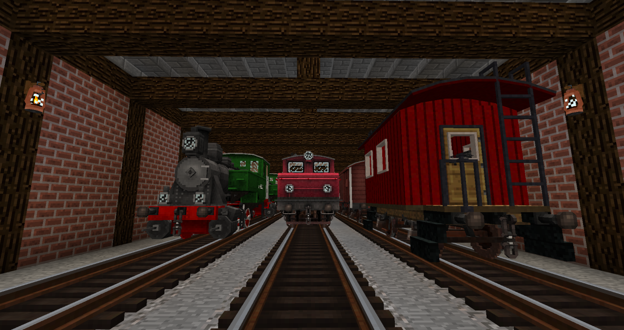 Railroad village with trainstation (Rails of War, Railcraft) Minecraft Map