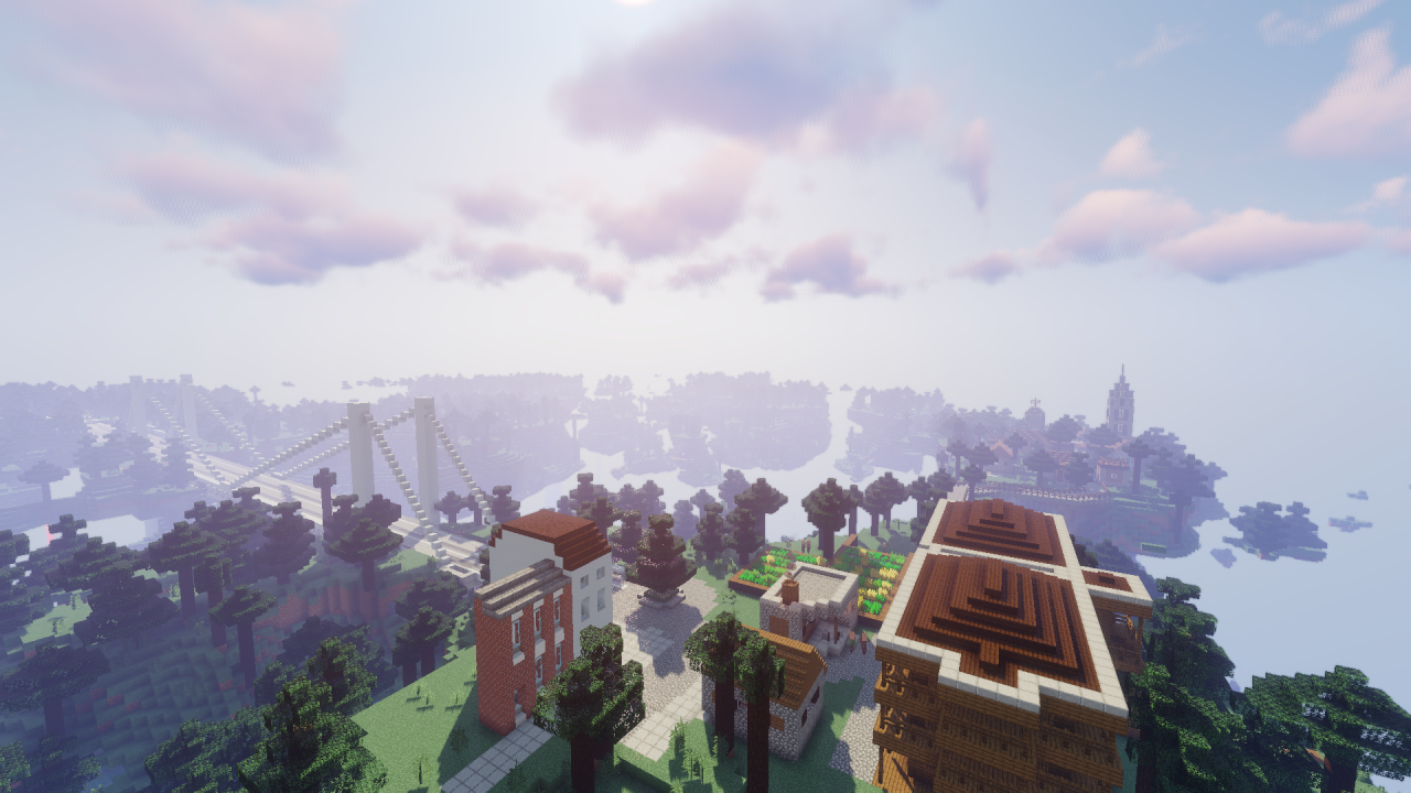 Floating Islands - Villages connected by highways. Minecraft Map