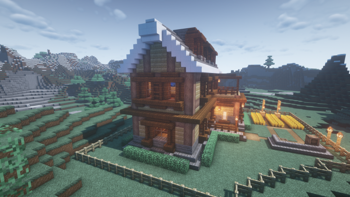 Large 3-Story House with Balcony + Interior Design Minecraft Map