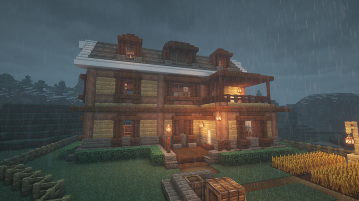 Large 3-Story House with Balcony + Interior Design Minecraft Map