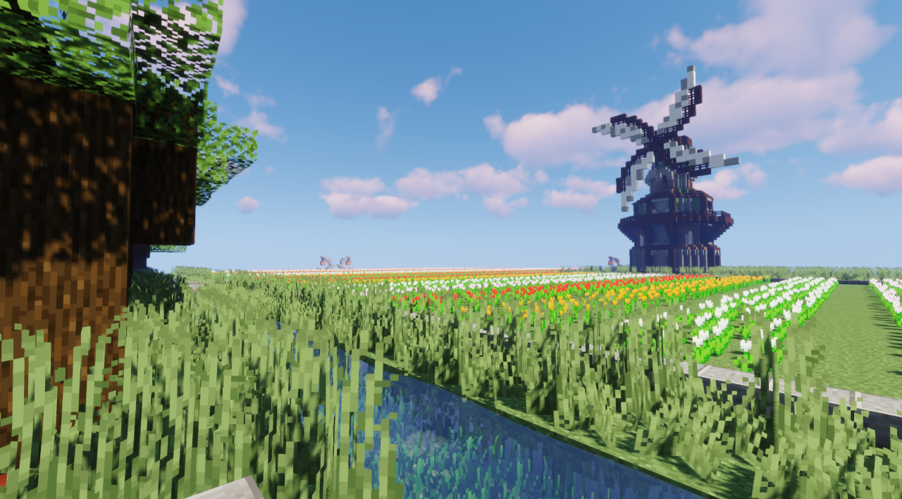 Single Build - Tulip Fields and a Windmill Minecraft Map