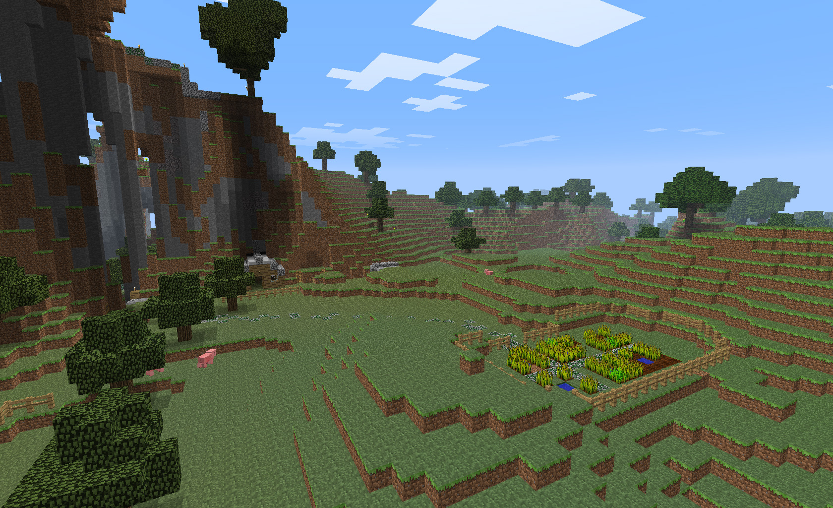 Simple garden with staggered cobble stone walkway Minecraft Map